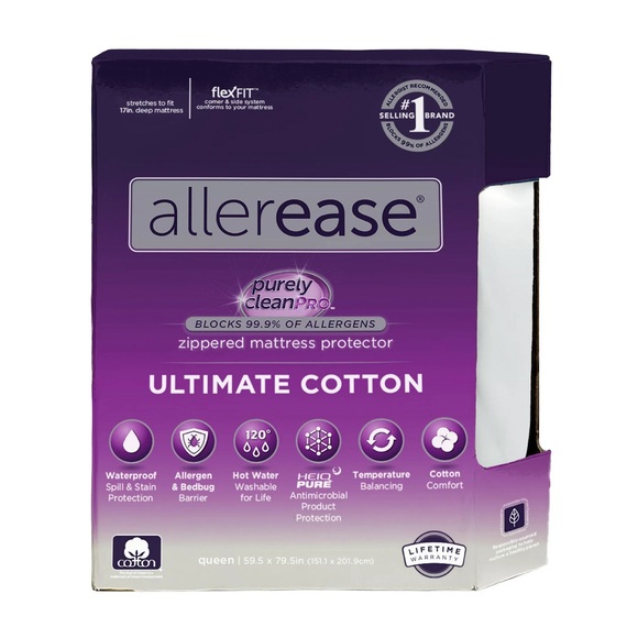 Allerease | Bedding | Allerease Ultimate Cotton Allergy Relief Zippered Mattress Protector King ...